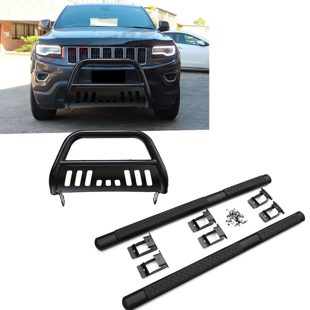 Matte Black Side Steps + Nudge Bar to suit Jeep Grand Cherokee 2011-20 ...