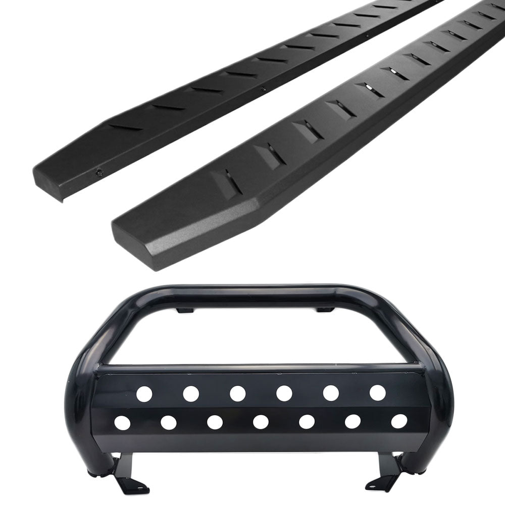 Heavy Duty Black Side Steps + Black Nudge Bar to suit LDV T60 T-60 201 ...