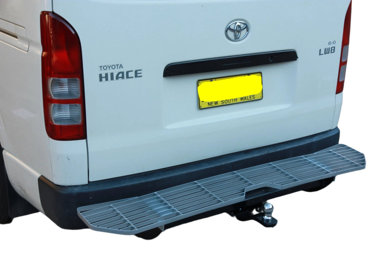 Alloy Silver Rear Step Bumper Bar TOW BAR to suit Toyota Hiace 2005-20 ...