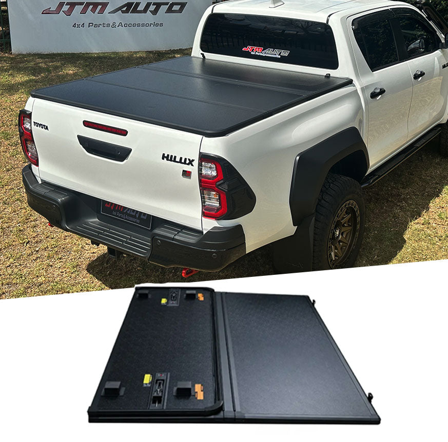 Aluminium Tri-Fold Folding Hard Tonneau Cover Suits Toyota Hilux GR Sp ...